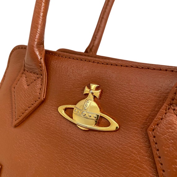 Authentic Vivienne Westwood Orb Brown Leather Handbag Gem