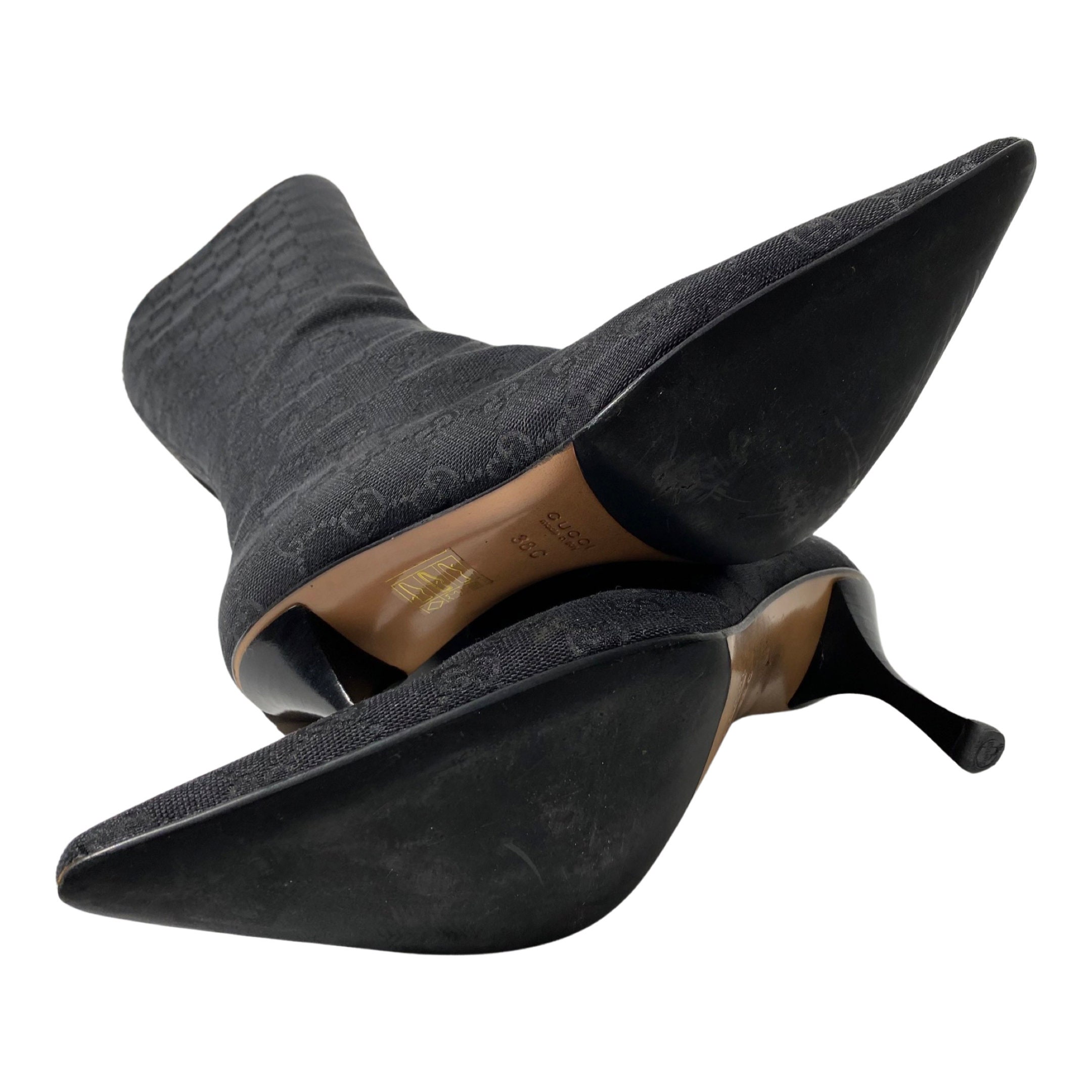 Gucci Early 2000s Black Canvas Monogram Knee-high Boots - Etsy