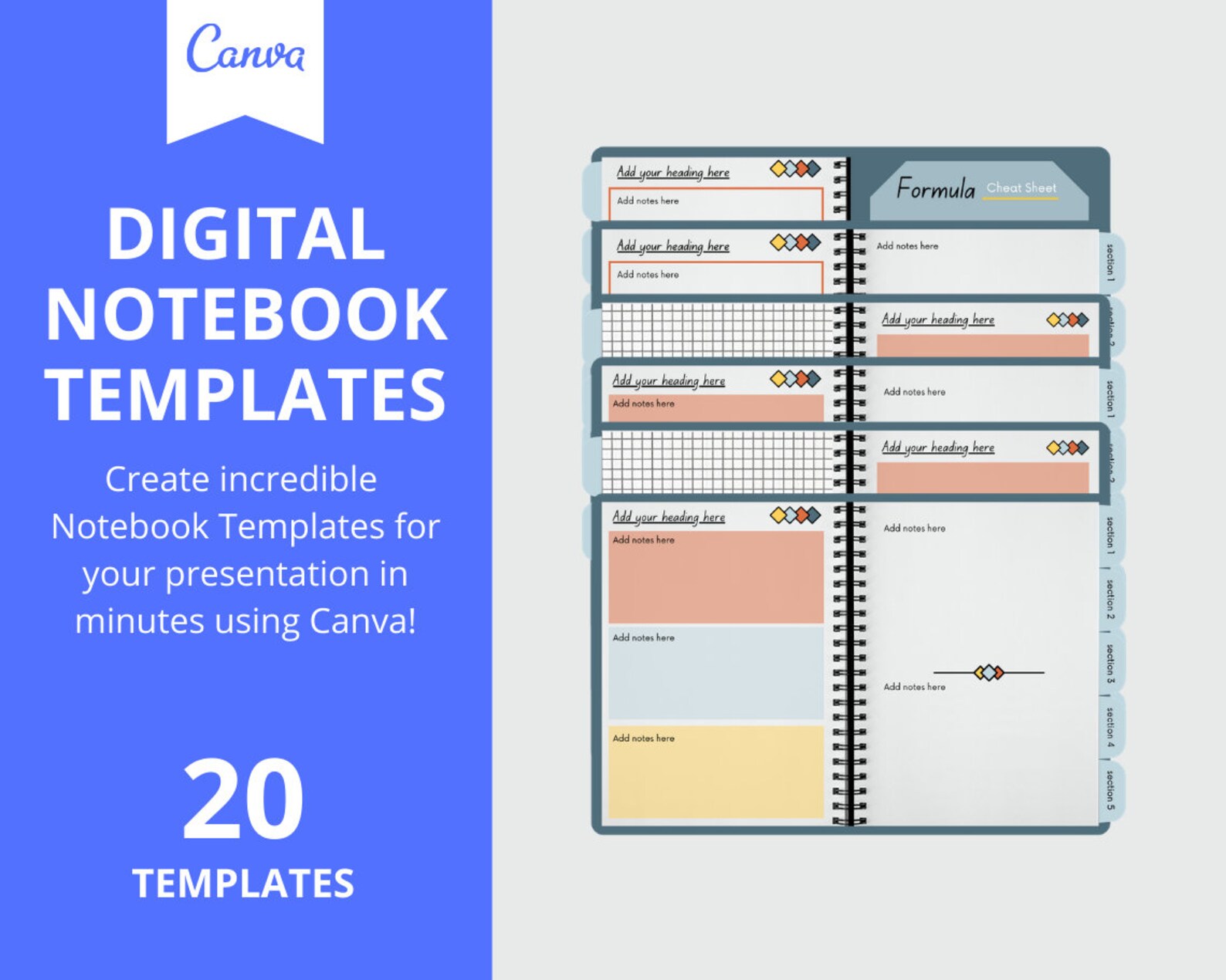 Digital Notebook Canva Template Instant Access Editable | Etsy