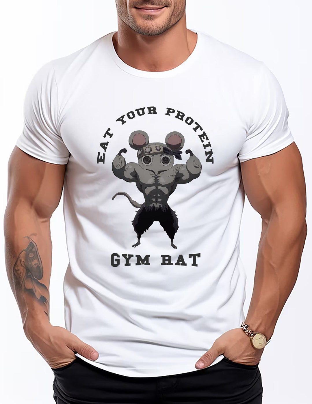 Eat Your Protein Shirt, Funny Anime Gym Shirt, Otaku Workout T-shirt ...