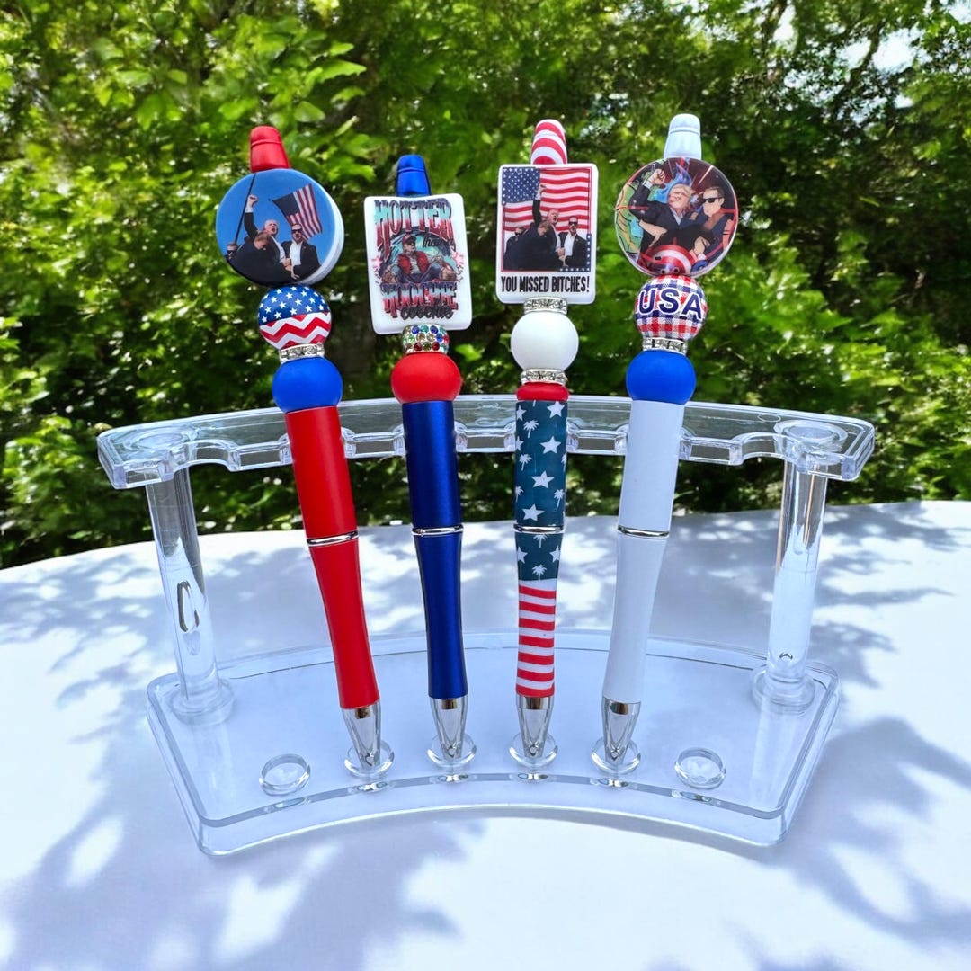 Donald Trump Red White & Blue Beaded Pen – Patriotic Trump 2024 Pen ...