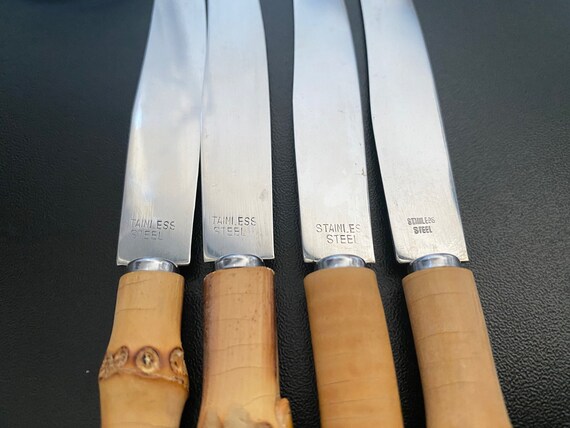 Home & Living Set of 3 knives handle bamboo vintage tiki boho chic ...