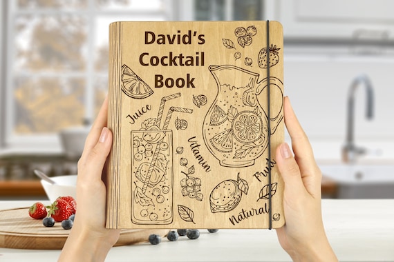 Personalized WOODEN Cocktail Recipe Book Recipe Bar Book - Etsy