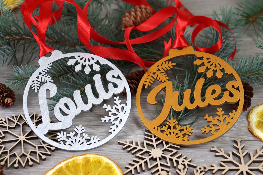 Wooden Tree Baubles With Name, Personalized Gifts Christmas Family ...