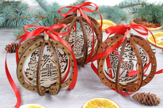 Wooden CUSTOM 3D Christmas Ornaments Snowflakesnowman Tree - Etsy