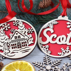 Custom Christmas Baubles With Name, Wooden Tree Baubles, Ornament With ...