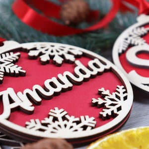 Custom Christmas Baubles With Name, Wooden Tree Baubles, Ornament With ...