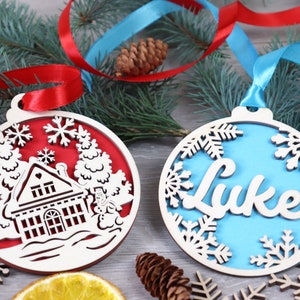 Custom Christmas Baubles With Name, Wooden Tree Baubles, Ornament With ...