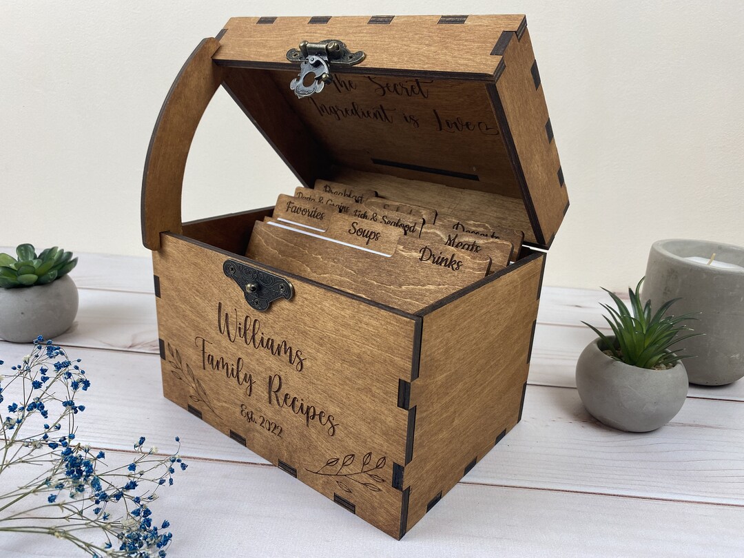 Recipe Box 4x6 With Dividers, Custom Recipe Card Box, Moms Birthday ...