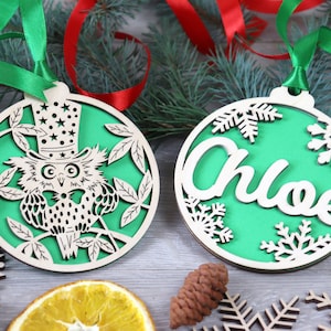 Custom Christmas Baubles With Name, Wooden Tree Baubles, Ornament With ...