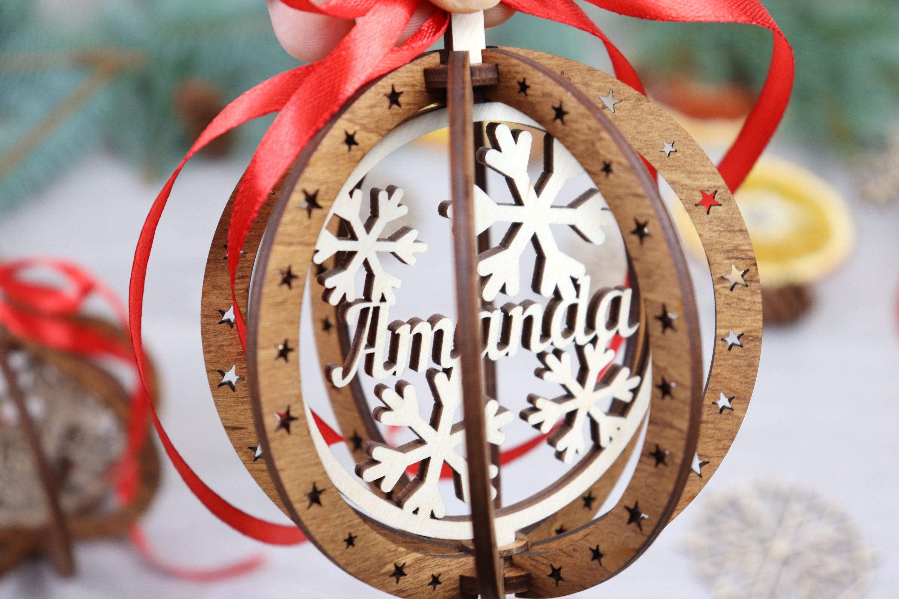 Wooden CUSTOM 3D Christmas Ornaments, Snowflake,snowman Tree Ornaments ...