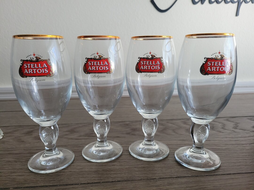 Set Of 4 Vintage Stella Artois Glasses Etsy