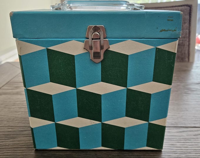 Vintage Record Holder With Geometric Design - Platter Pak - Etsy
