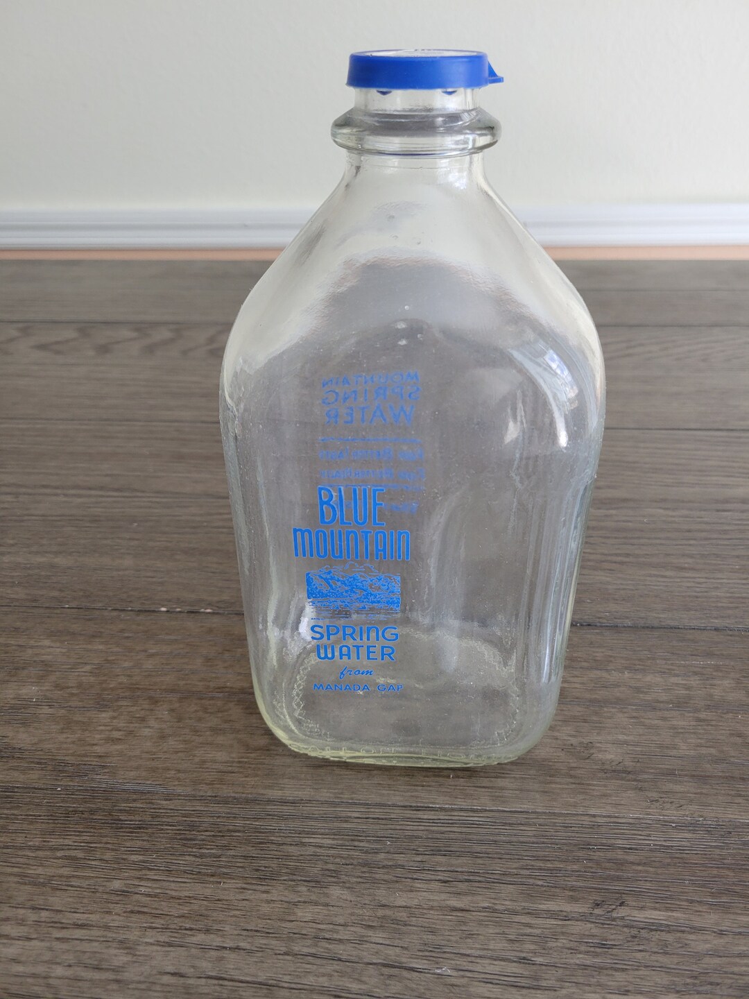 Vintage Blue Mountain Spring Water Bottle - Etsy
