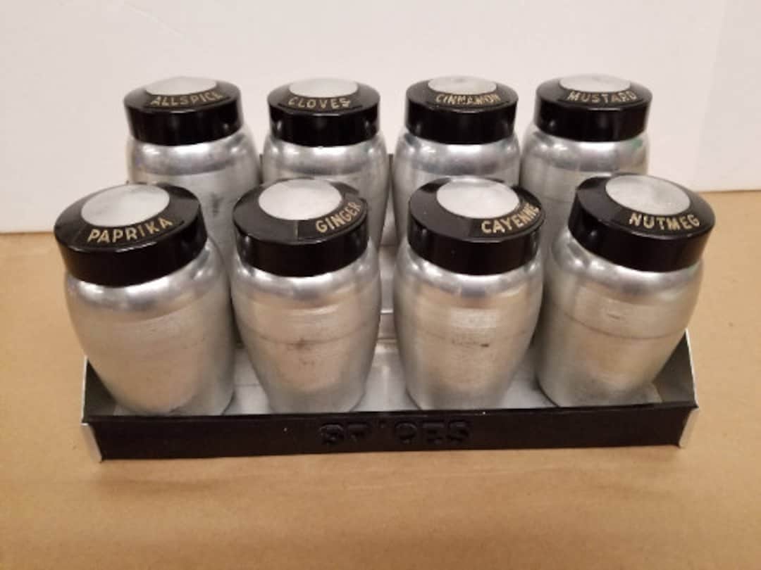 Vintage Set of 8 Aluminum Spice Shakers With Tray - Etsy