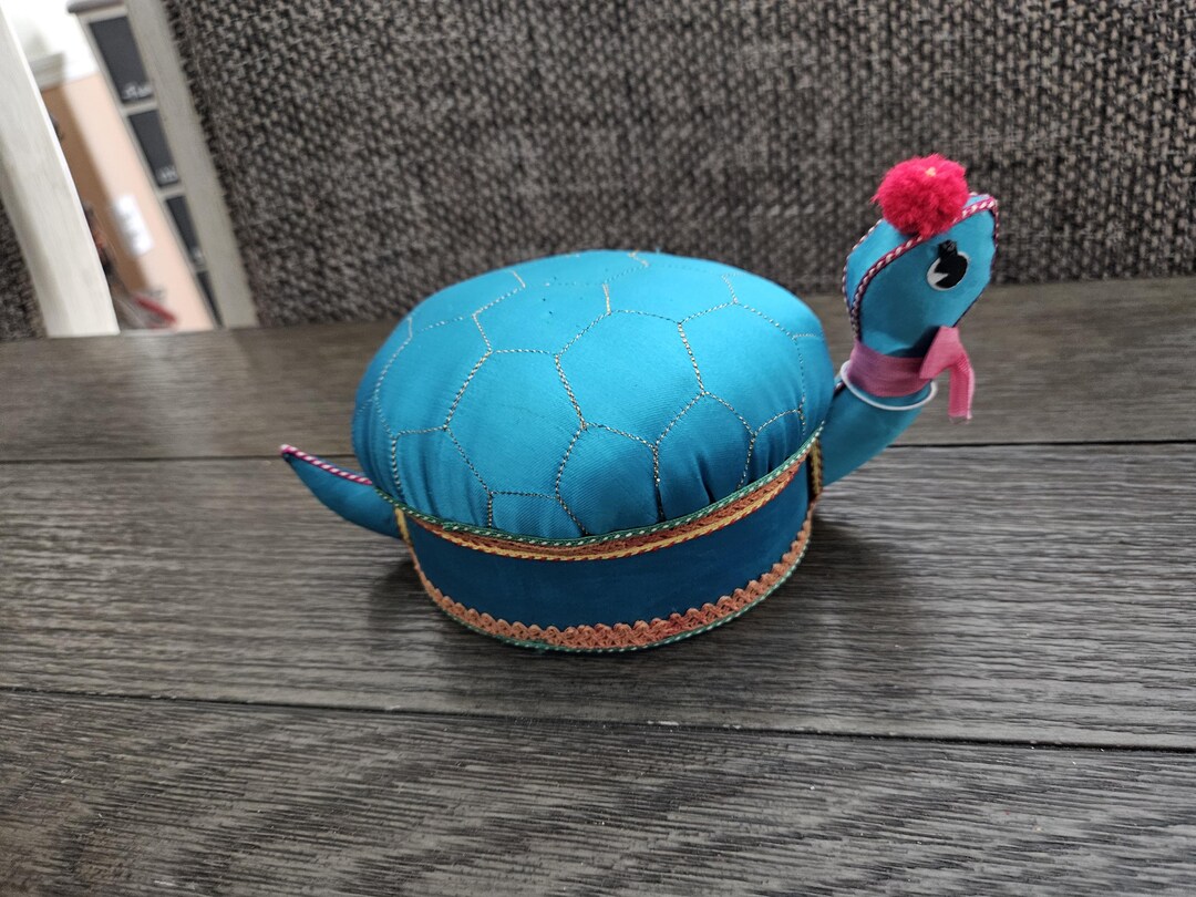 Vintage Turtle Container and Pin Cushion - Etsy