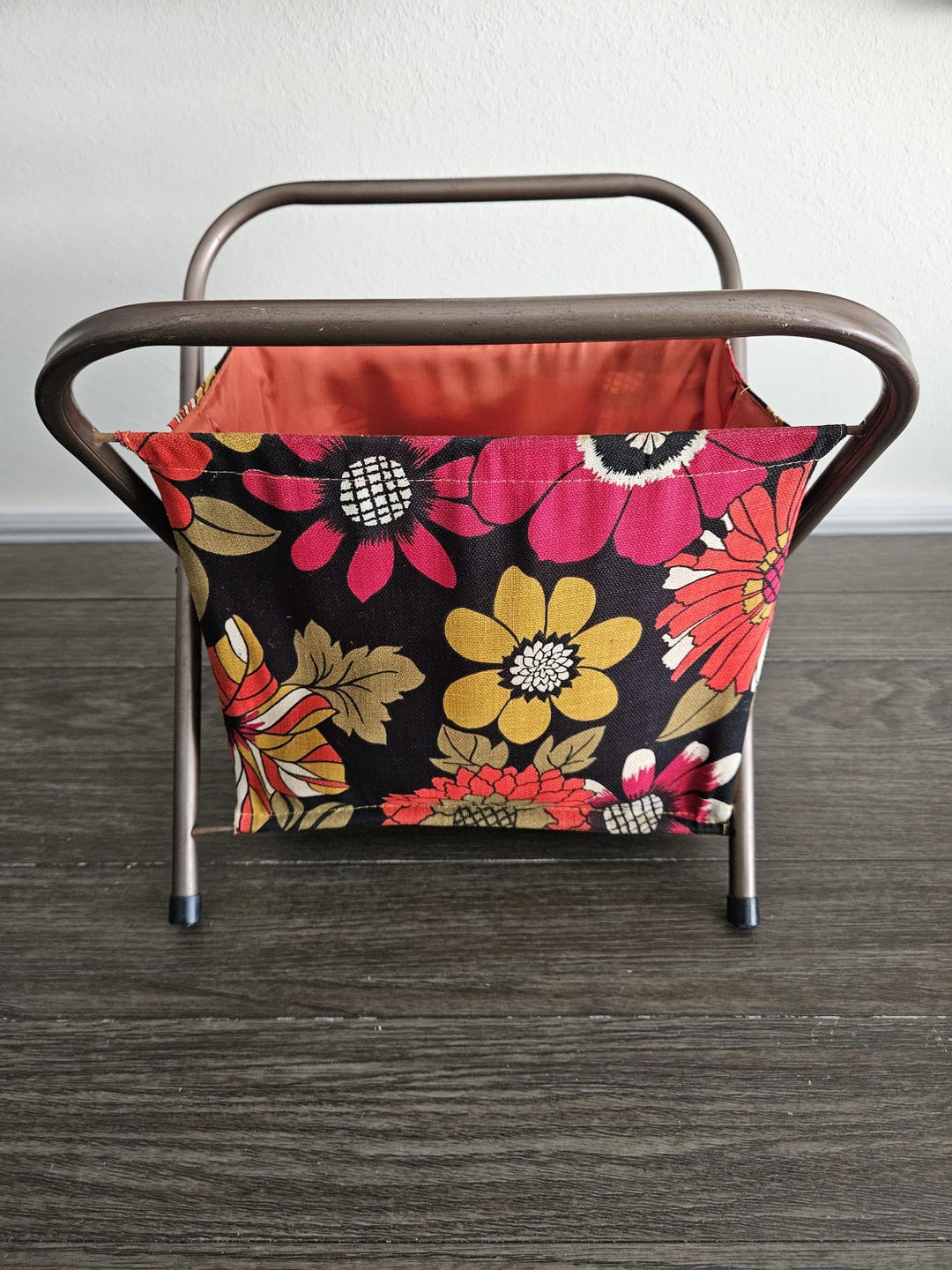 Vintage Sewing or Knitting Caddy, Fabric, Holder With Floral Pattern - Etsy