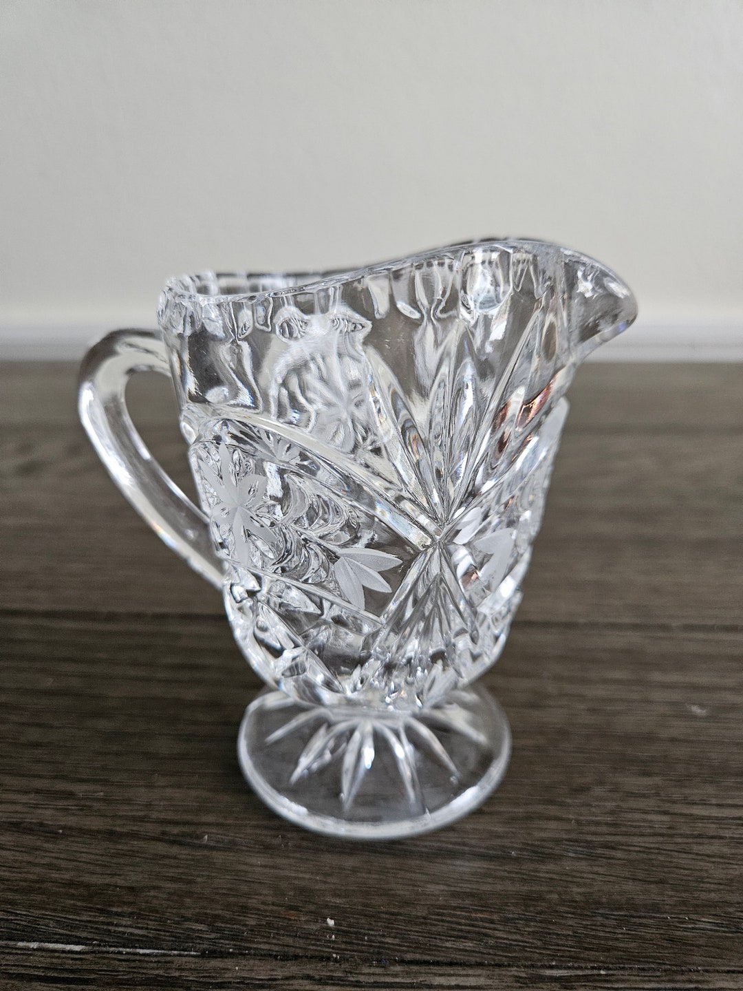 Vintage Glass Crystal Creamer With Footed Pedestal - Etsy