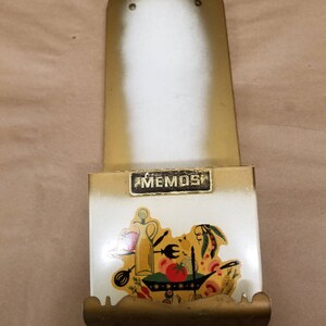 Vintage Metal Note Holder With Slot for Memos, Hooks and Clips to Hold ...