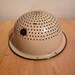 Vintage Beige Enamelware Strainer With Green Rim - Etsy