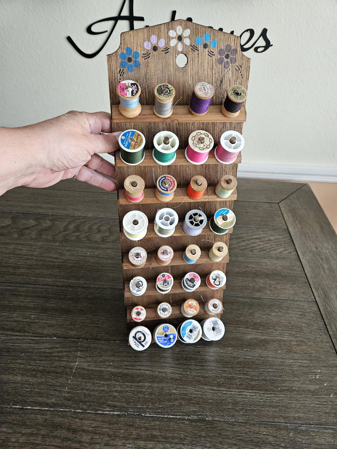 Vintage Spool Holder With 32 Spools - Etsy