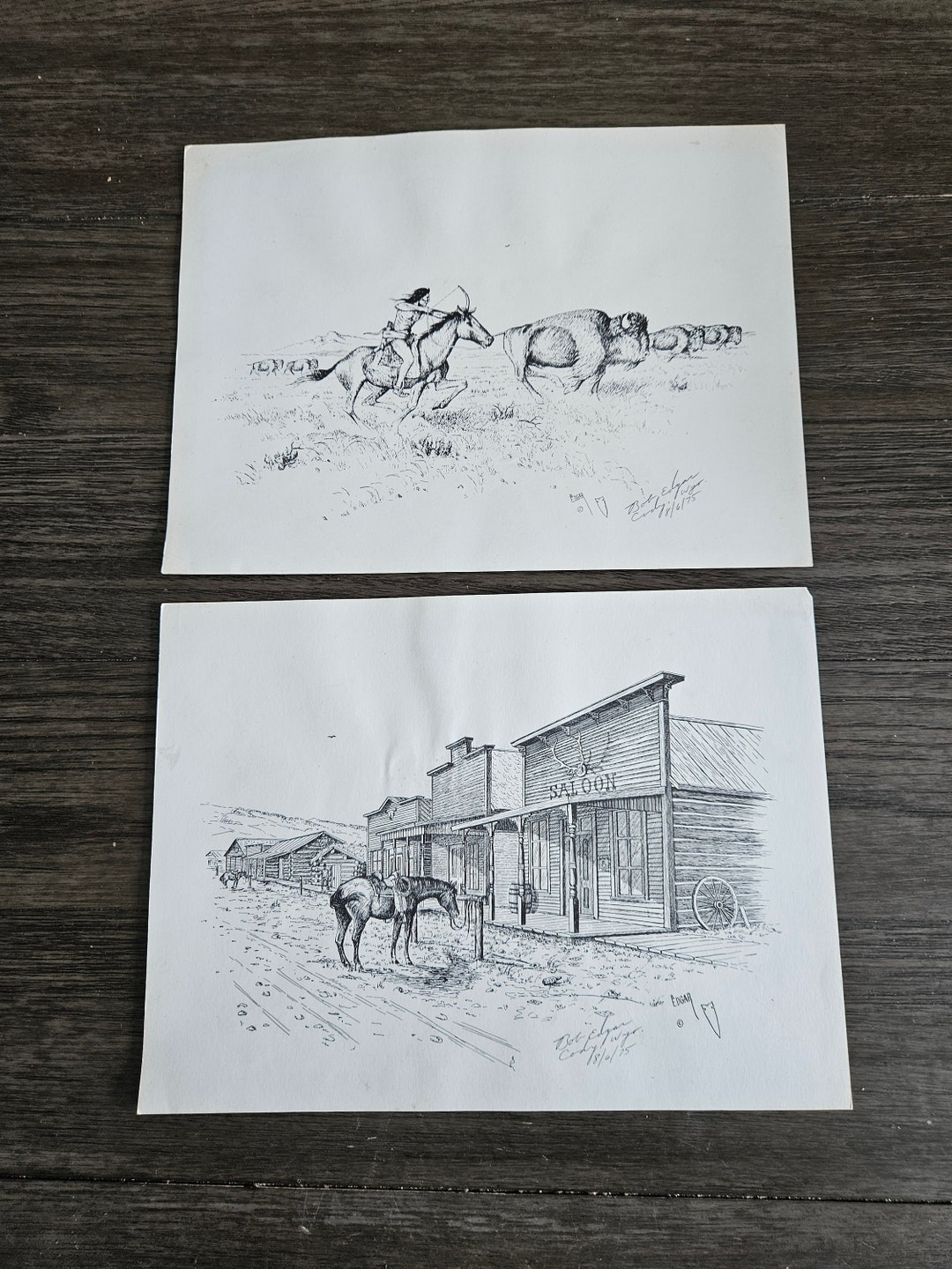 Pair of Vintage PRINTS by Bob Edgar Cody Wyoming 8-6-75 - Etsy
