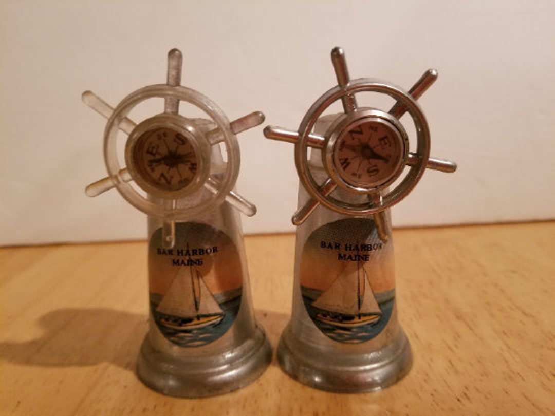 Vintage Ships Wheel With Compass Salt and Pepper Shakers - Etsy
