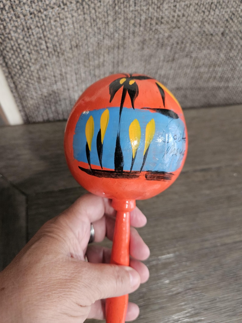 Vintage Maraca Hand Painted Costa Maya Gourd - Etsy