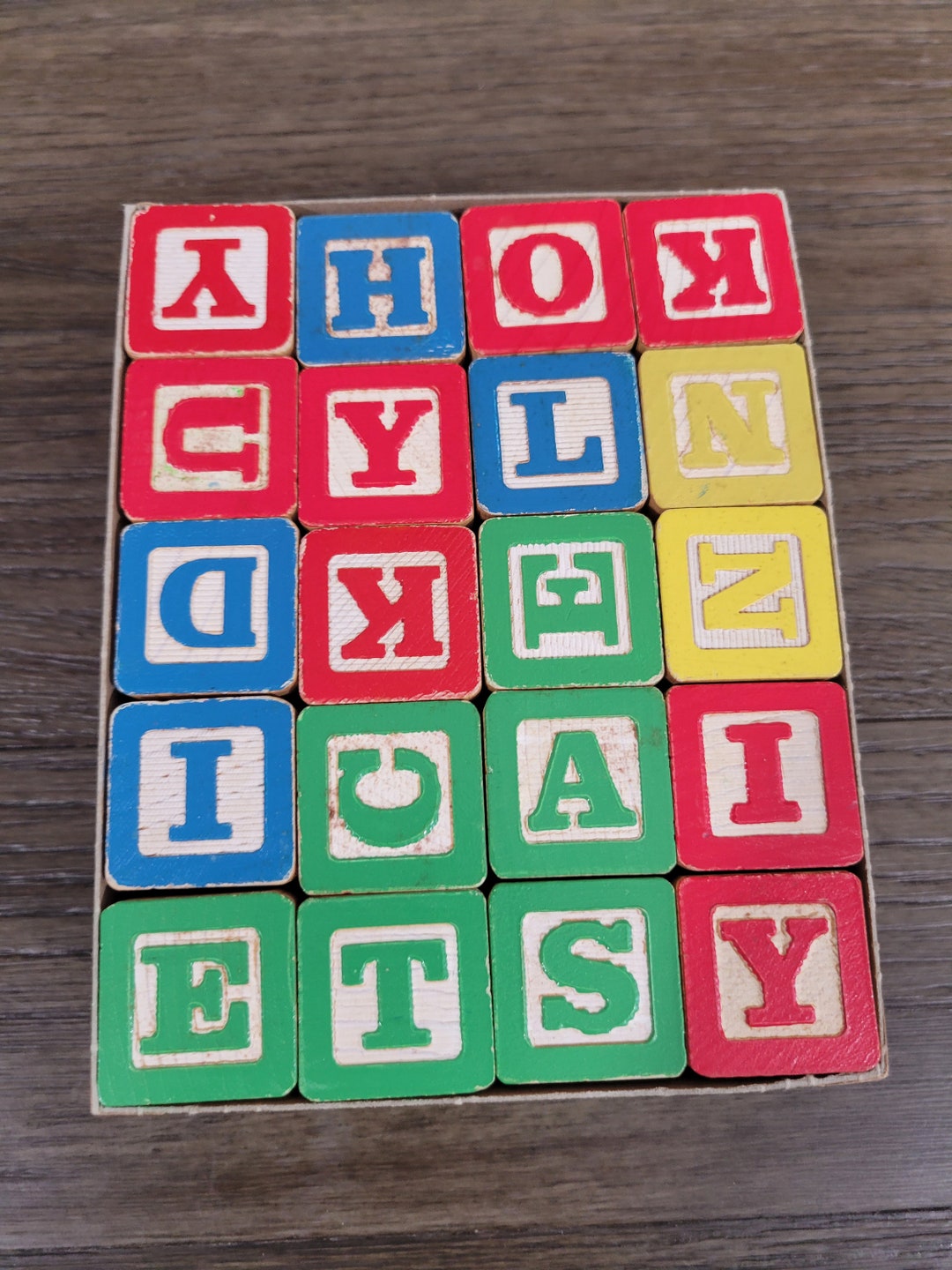 Vintage Set of 40 Wooden Number & Letter Blocks With Pictures - Etsy