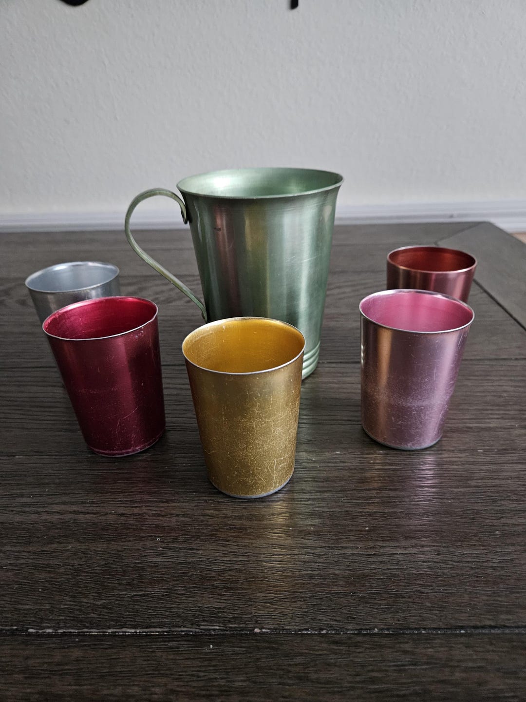 Vintage Small Aluminum Pitcher and 5 Bascal Cups - Etsy
