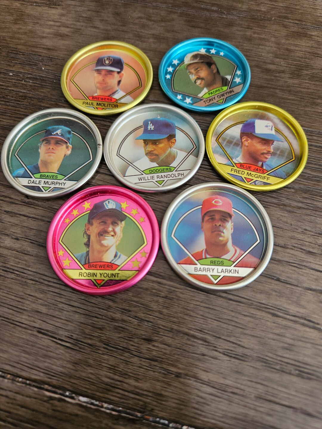 Vintage Set of 7 Topps Baseball Bottle Caps 1990 - Etsy