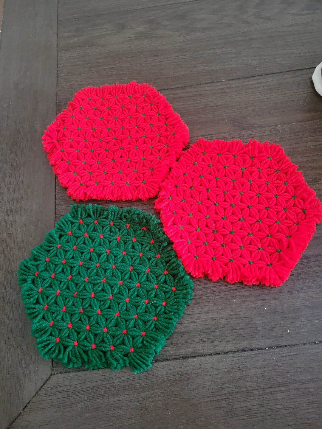 Vintage Set of 3 Knitted Pot Holders/hot Plate - Etsy