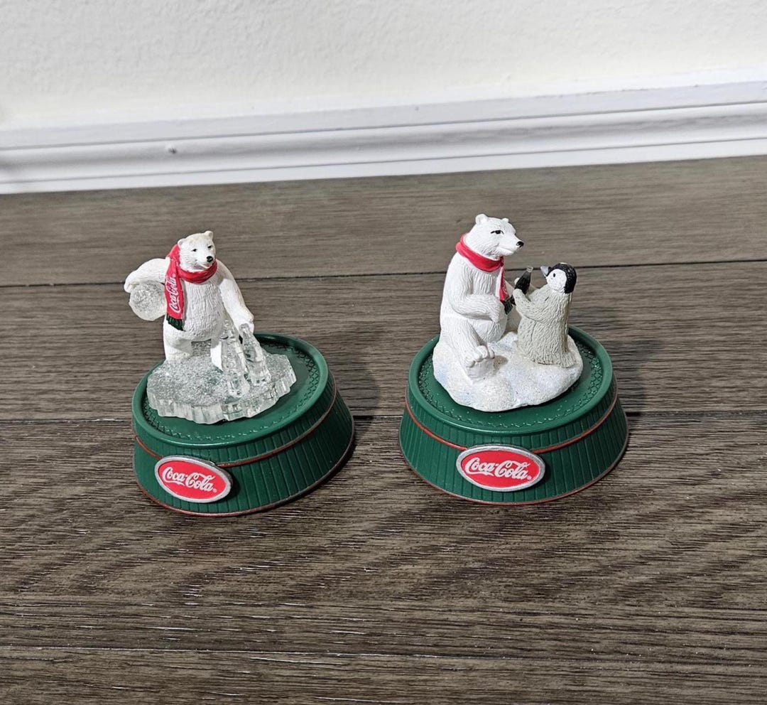 Vintage Set of 2 Rotating Coca Cola With Polar Bear Figures - Etsy