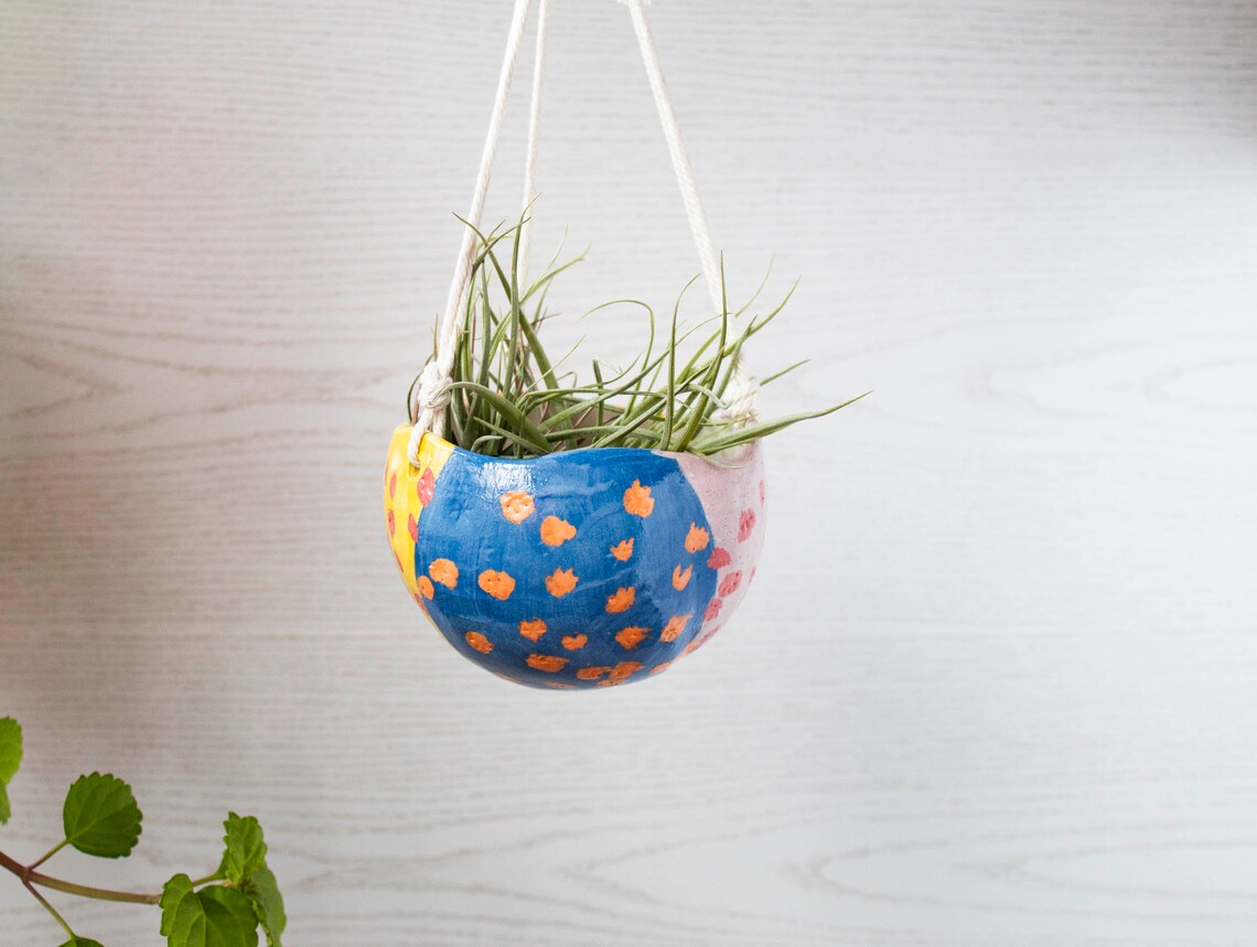 Sphere Planter Indoor, Hanging Flower Pot Boho Decor - Etsy