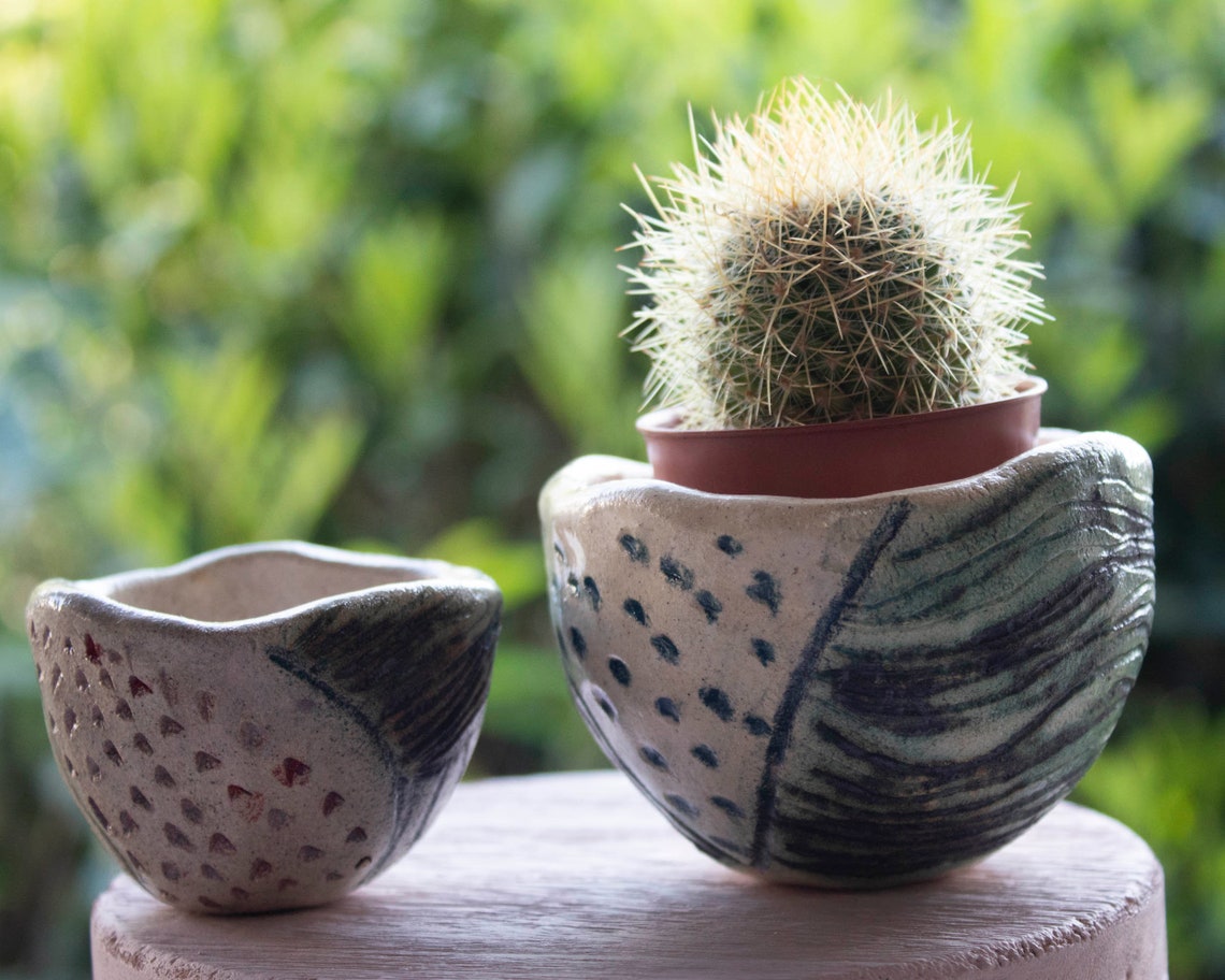 Ceramic Set Planter for Succulent and Cacti, Small Planter Indoor - Etsy