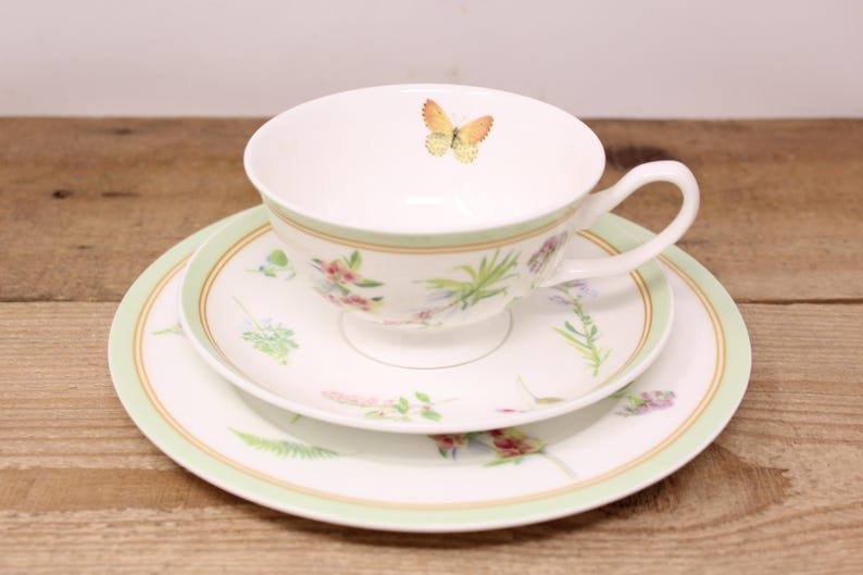 Butterfly Garden Tea Set – Fine Bone China Tea Cups and Dessert Plates ...