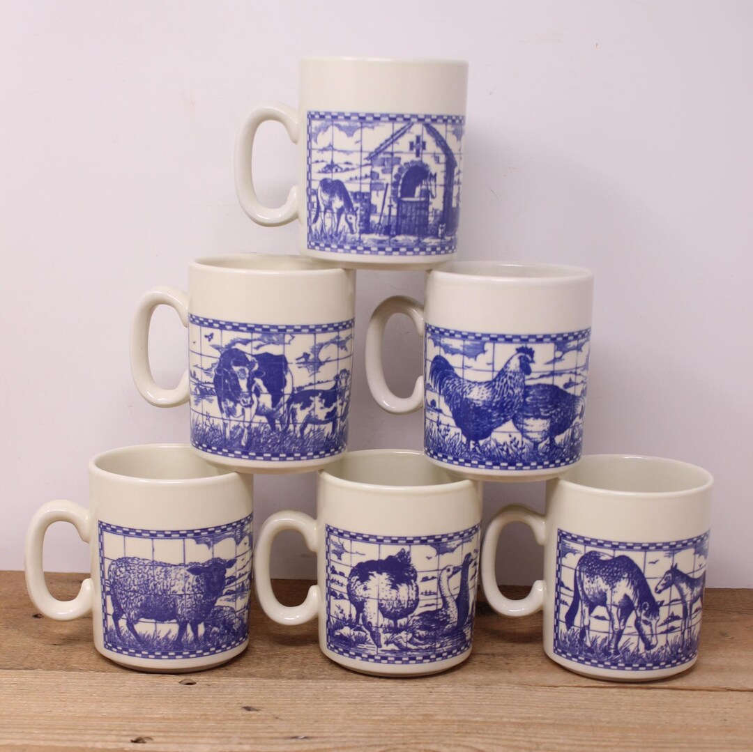 6 Vintage Churchill Stoneware Mugs - Farm Animal Mugs - England - Etsy