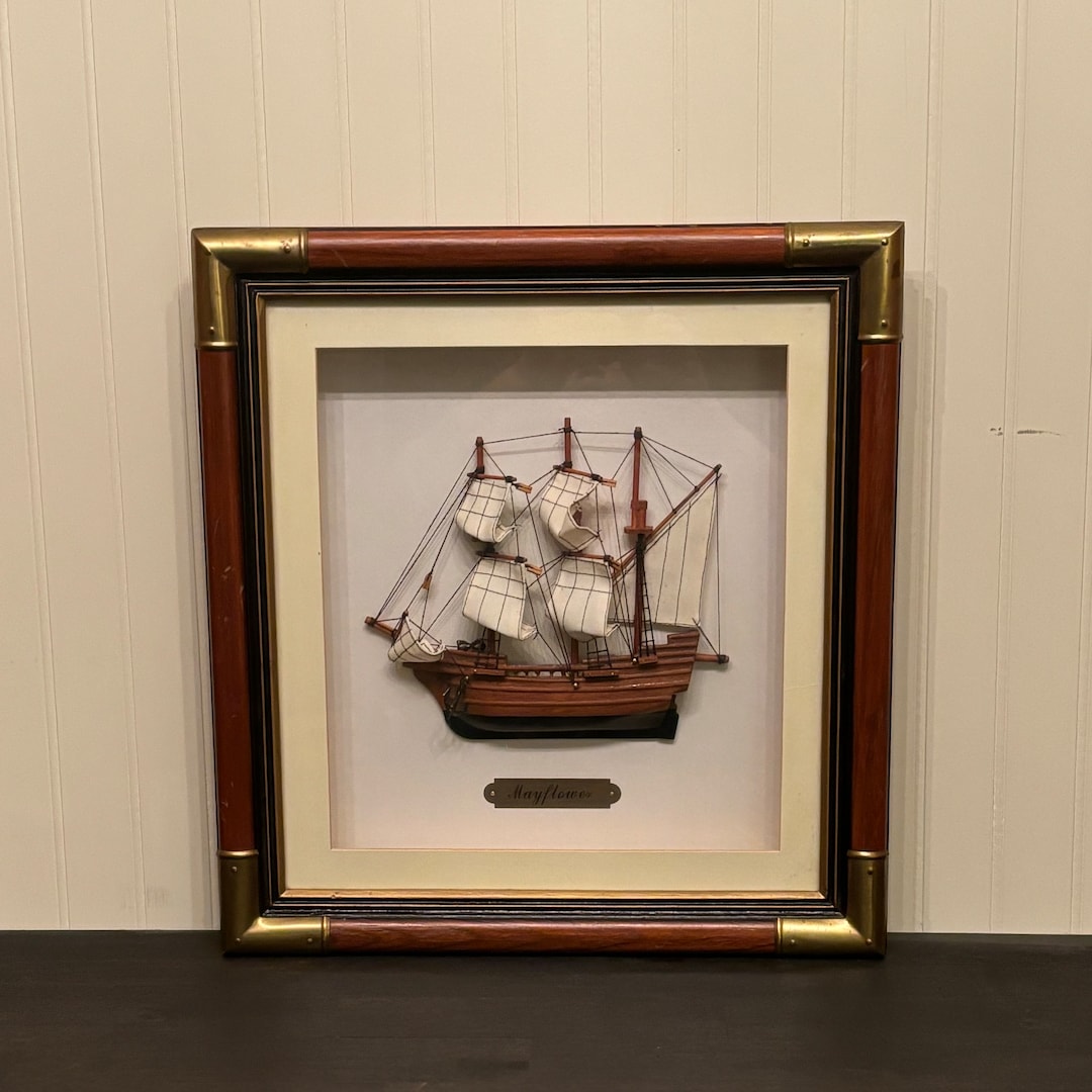 Vintage Framed Mayflower Ship Shadow Box - Nautical Wall Hanging - Etsy