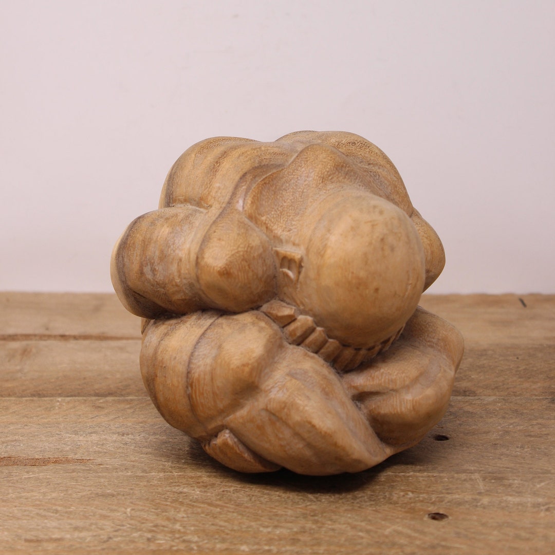 Vintage Large Wood-carved Praying Yogi Man Art - Sculpture Weeping Yogi ...