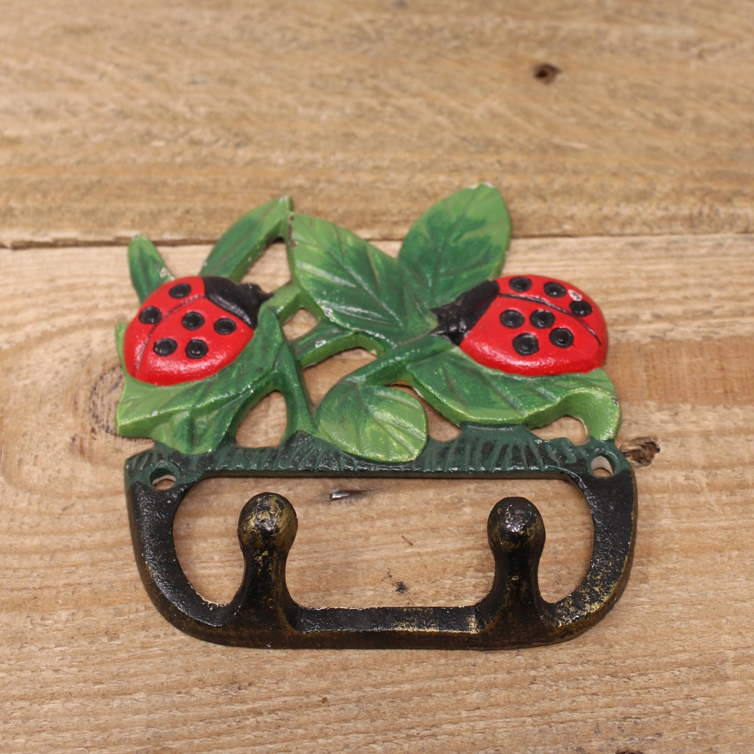 Vintage Cast Iron Green Leaf With Ladybugs Design Wall Hook - Etsy