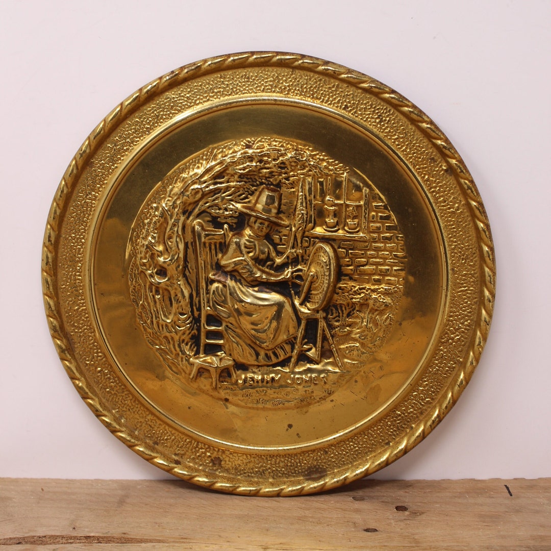 Vintage Peerage 10.5" Brass Wall Plate - Jenny Jones - Welsh Woman at ...