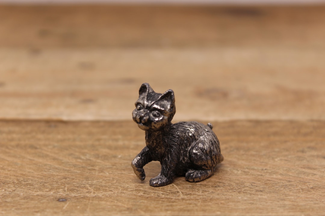 Vintage Solid Pewter - Cat Figurine - Etsy