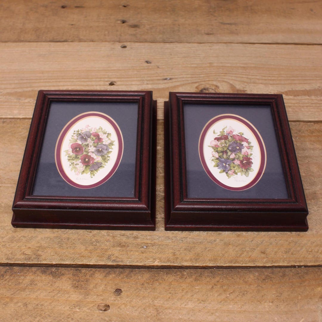 2 Vintage Rachel Ann Collections Small Framed Floral Watercolors - Etsy