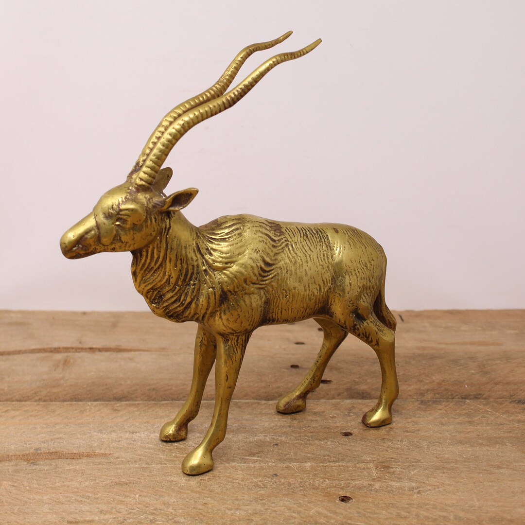 Vintage Large Brass Antelope / Addax - Brass Animal Figurine - Etsy