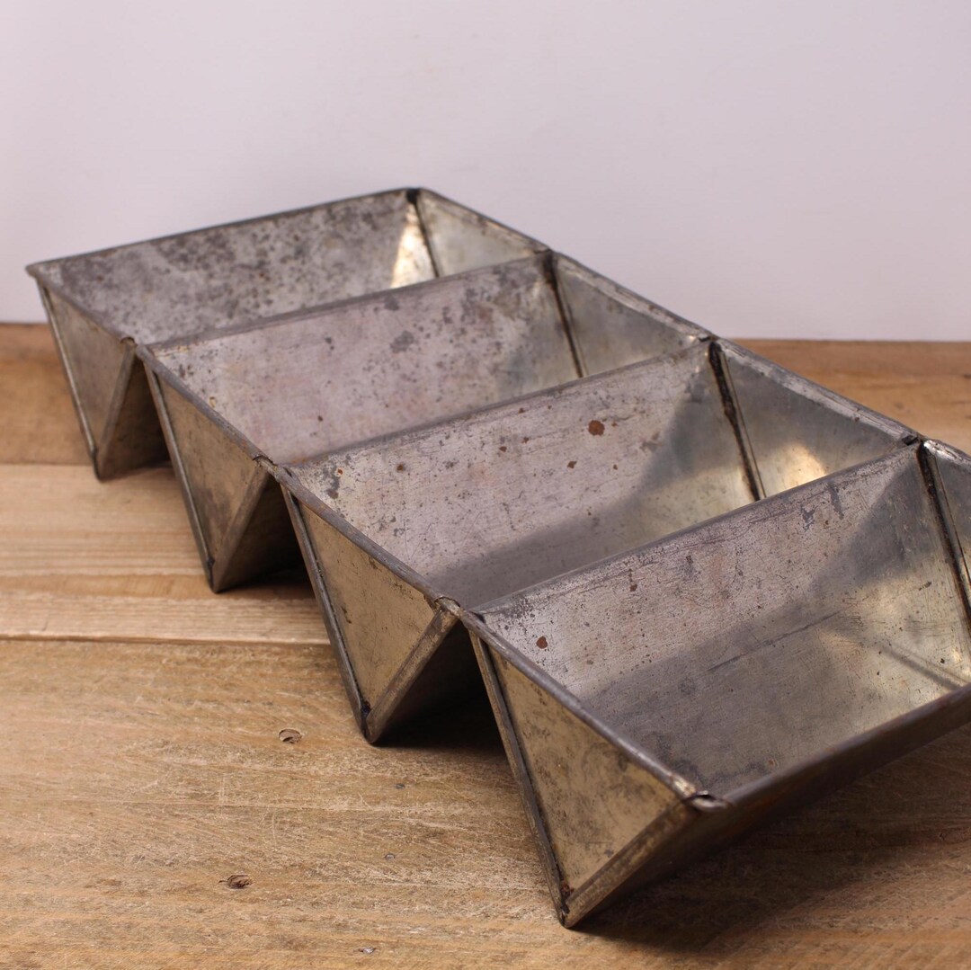 Vintage Quadruple Triangle Metal Bread Loaf Pan - Golden Rod Cake Pan ...