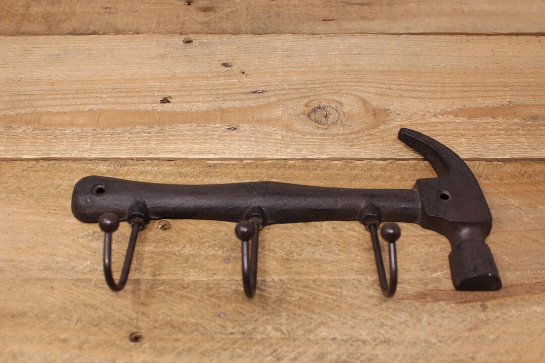 Vintage Cast Iron Wall Hooks - Hammer Design - Etsy