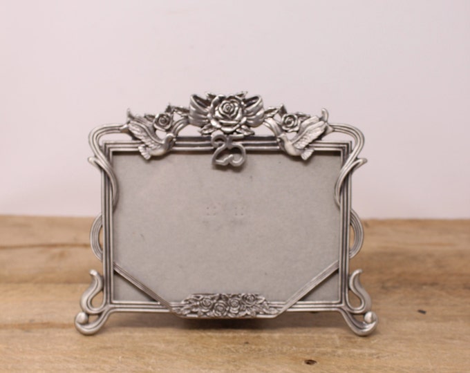 Vintage Rose Design Pewter Color Picture Frame - 4" X 6" Photo Frame ...