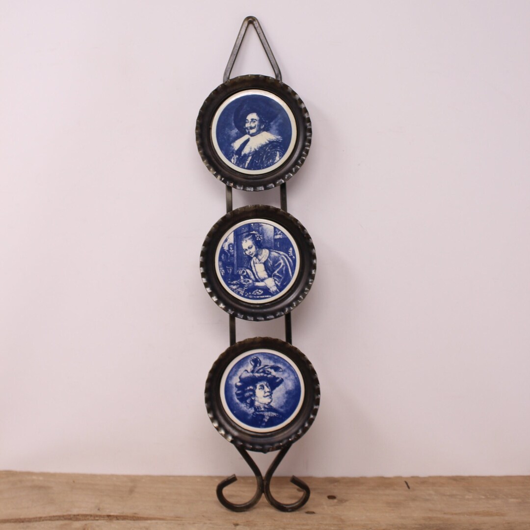 Vintage Dutch Masters - 3 Delft Style Ceramic Transfer Ware Plates ...