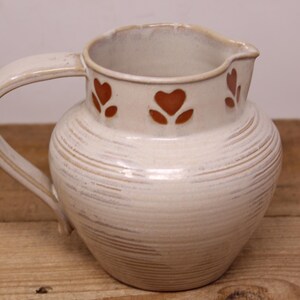 Vintage Redware Pottery Pitcher - Heart Design Pottery Pitcher / Jug - Etsy