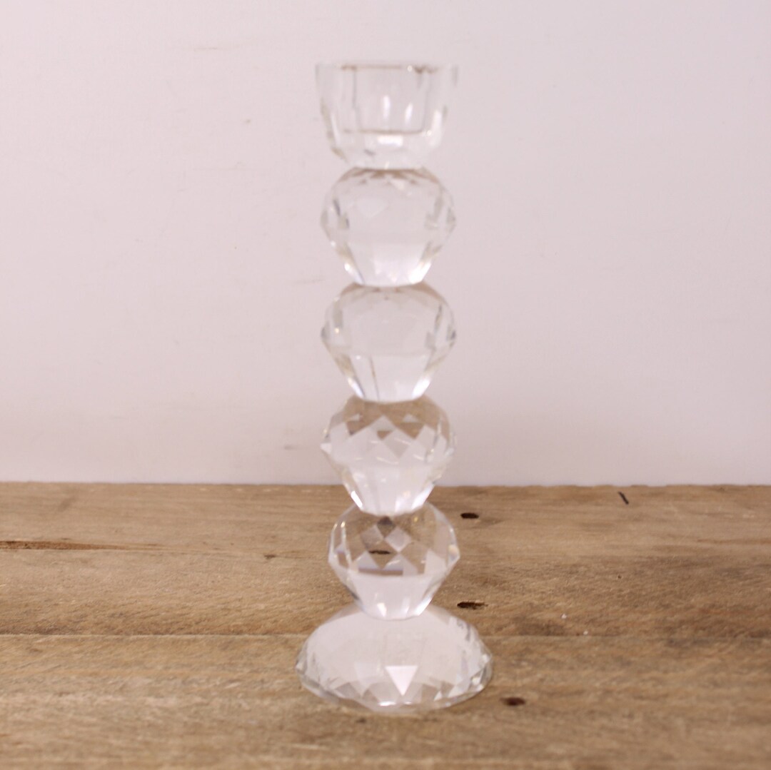Elegant, Faceted Simon Design Stacked Crystal Candlestick / Taper ...